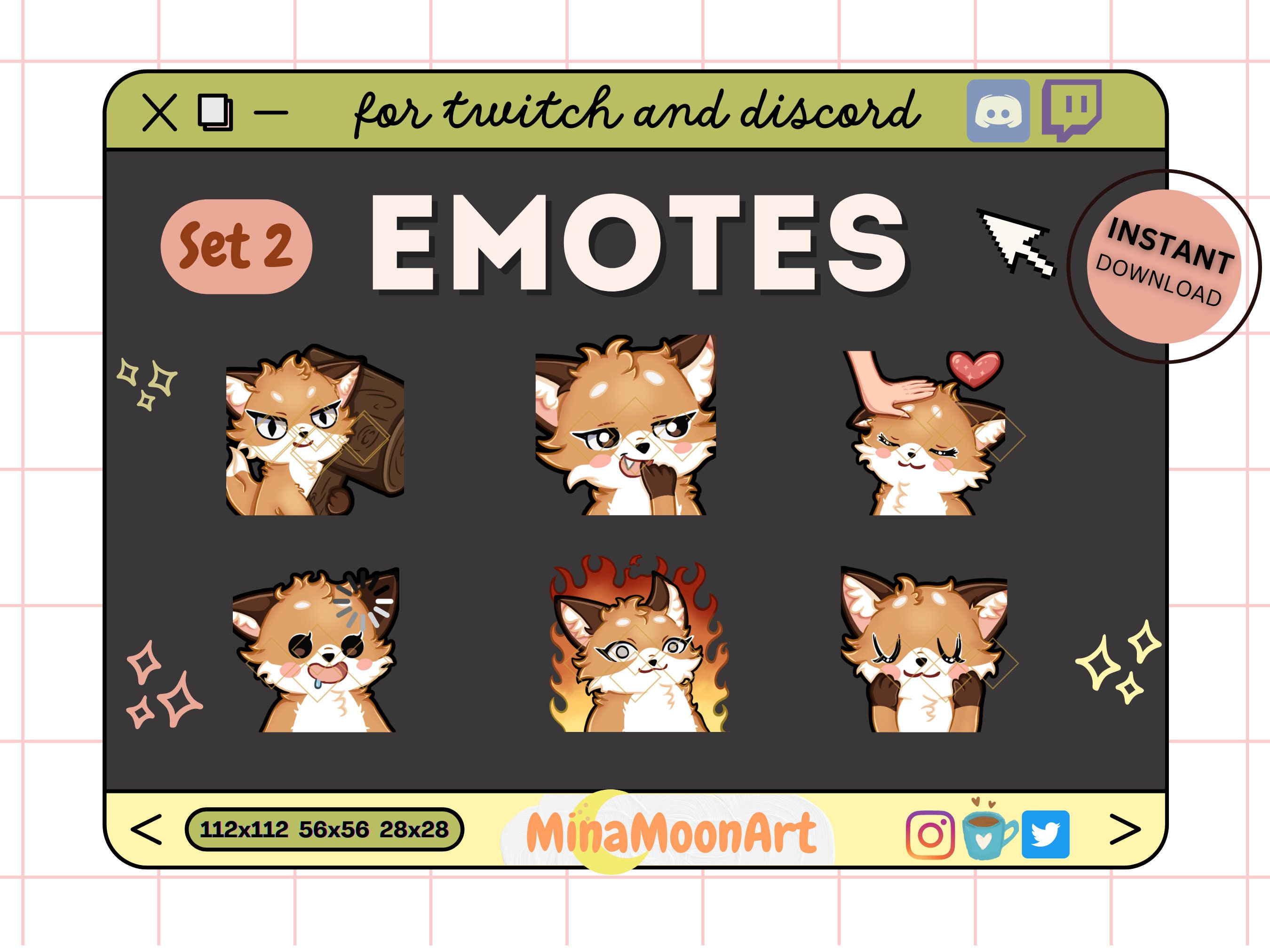 Cute Fox Emote for Twitch / Discord Set 2, Cute Emote Pack, Fox Twitch ...