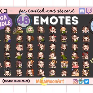 Twitch Emotes Mega Bundle Brown, Brown Hair Girl Emotes, Twitch Emote ...