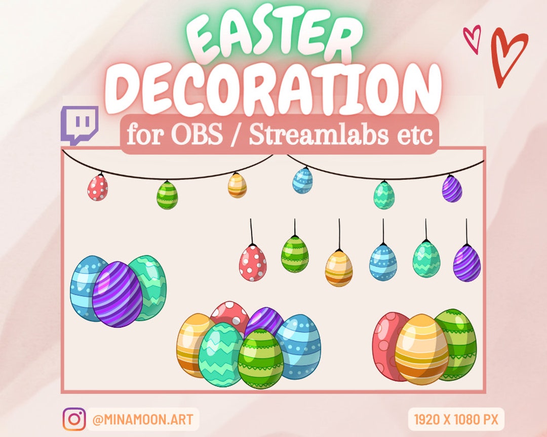 Easter Stream Decoration, Cute Stream Overlay Twitch, Easter Eggs ...