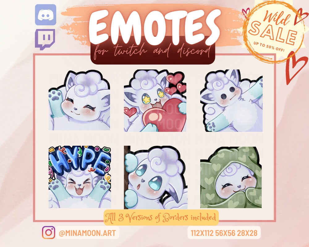 Alolan Vulpix Emote for Twitch/ Discord, Cute Emote Pack, Vulpix Twitch ...