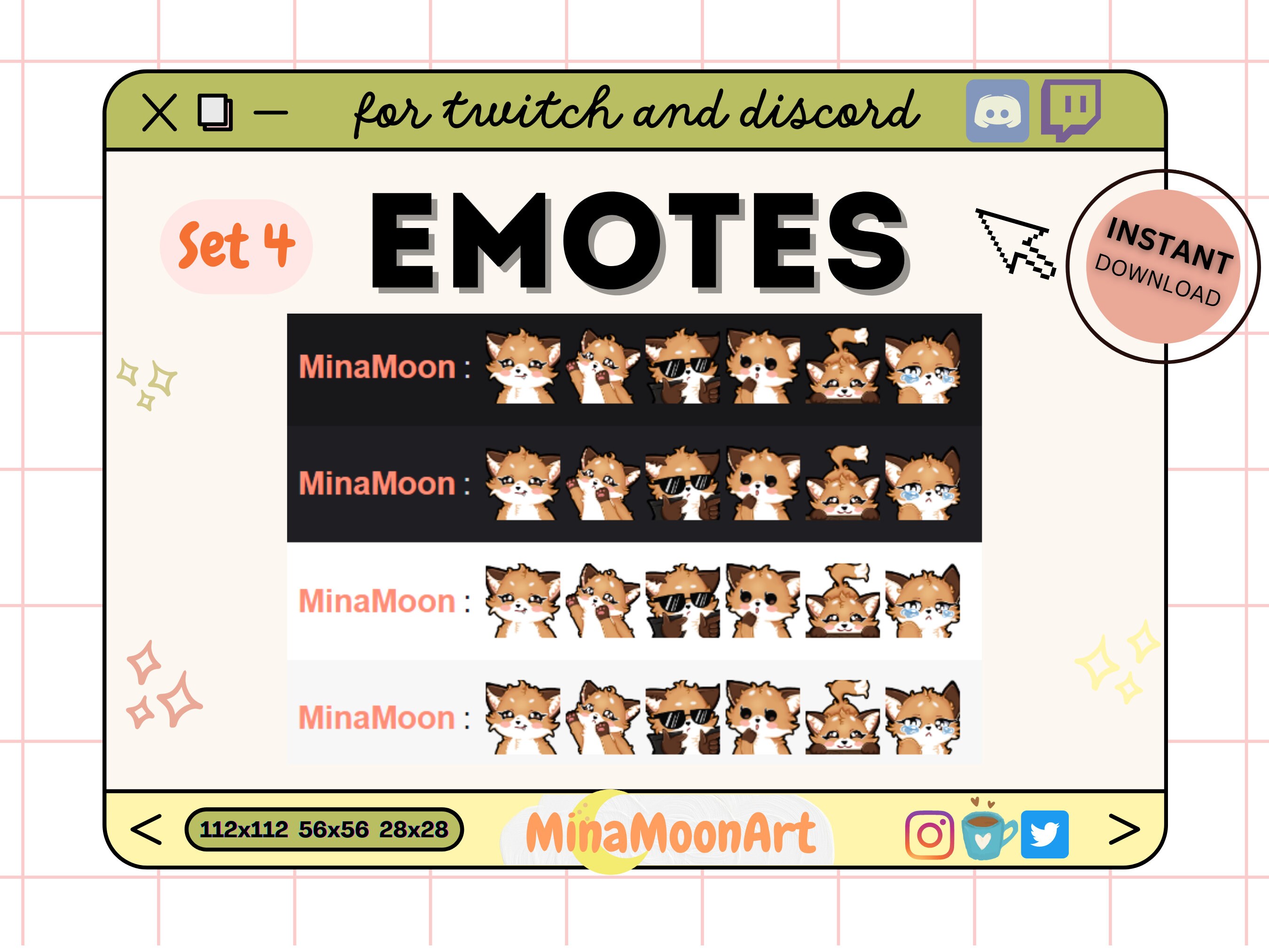 Fox Emotes for Twitch / Discord Set 4, Cute Emote Pack, Fox Twitch ...
