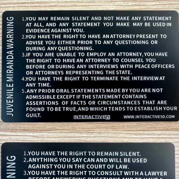 Miranda Rights Metal Card - Etsy UK