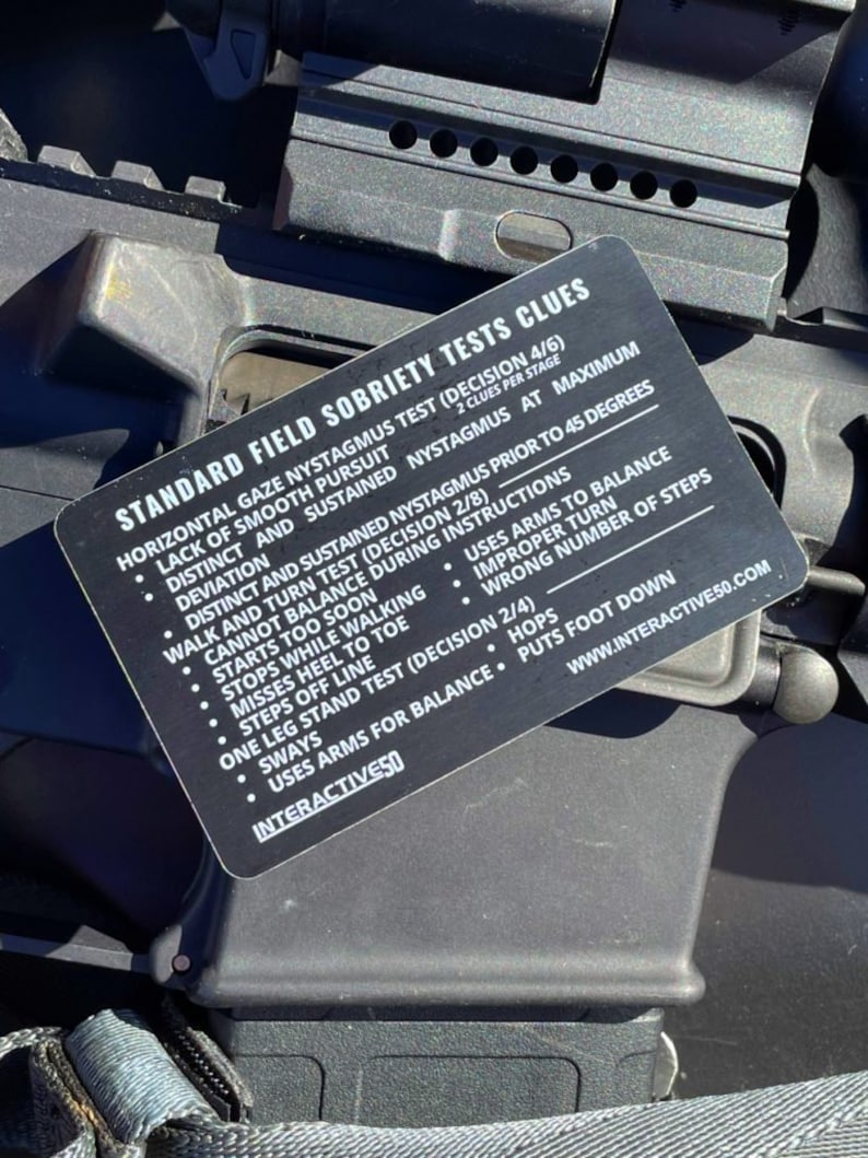 Laser Etched Metal Miranda / Standard Field Sobriety Test Clues Card - Etsy