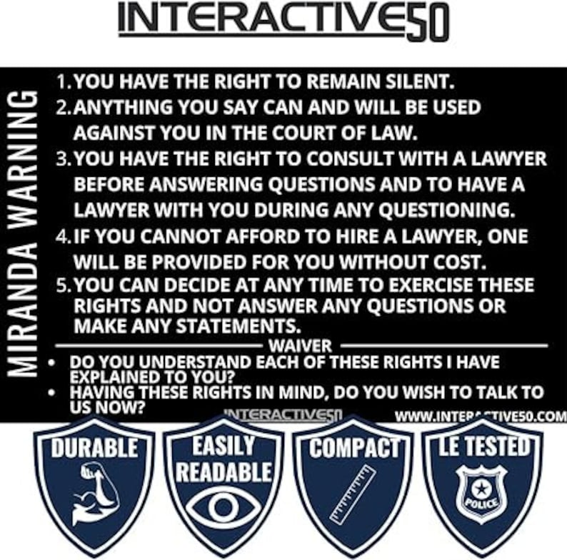 Metal Miranda Rights Card Spanish/english - Etsy