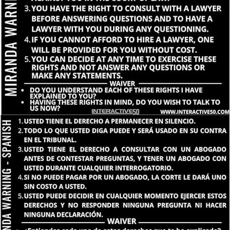 Miranda Rights Cards - Etsy