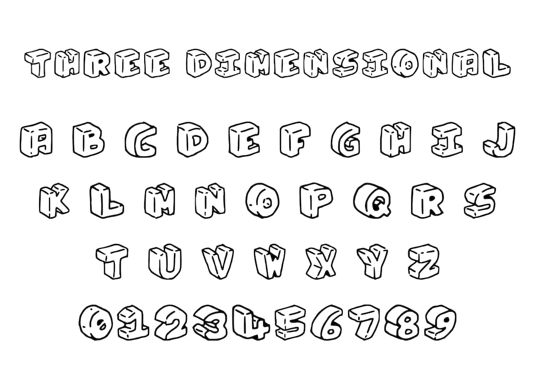 3D Font SVG, Instant Download, Alphabet Svg, Digital Download, Font Ttf ...