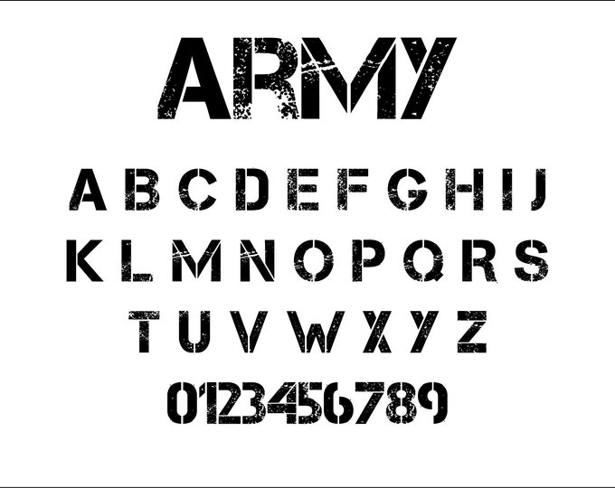 Stencil Army Rust Font SVG Army Alphabet svg Distressed Army Font für ...