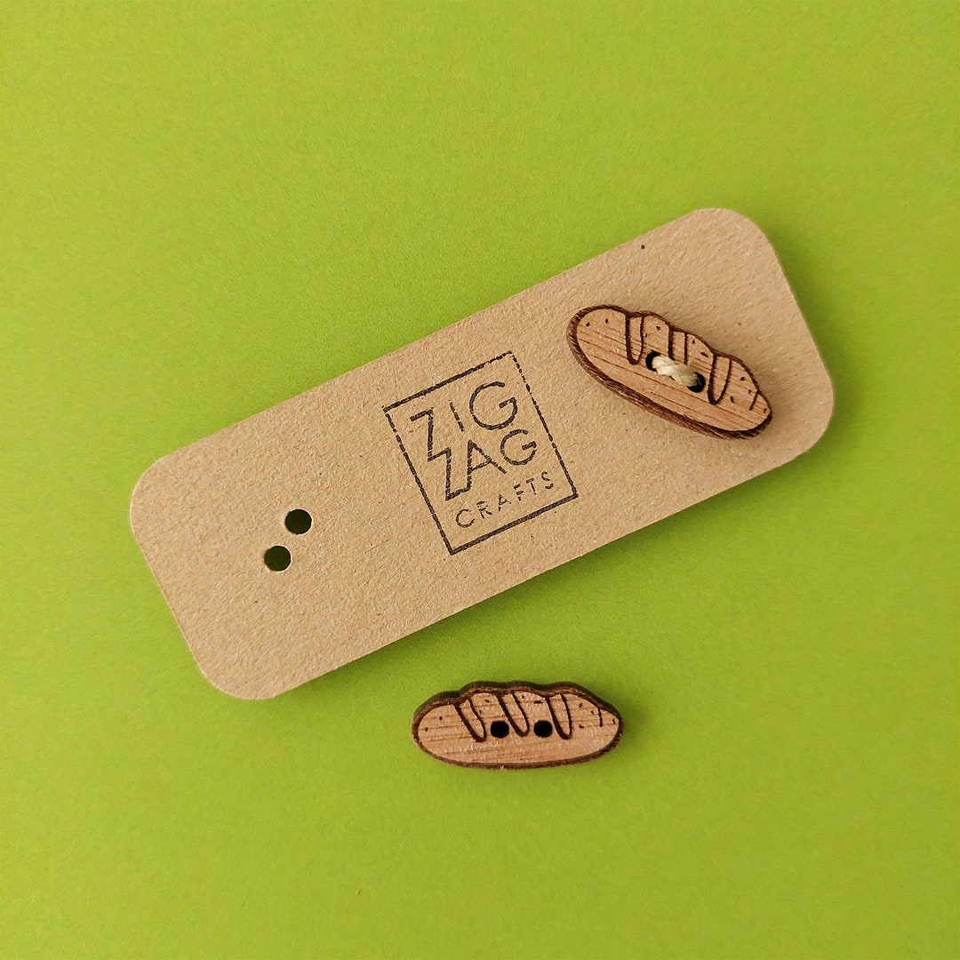 Baguette Button - Wooden Baguette Pin - Cute Sew on Tag - Etsy