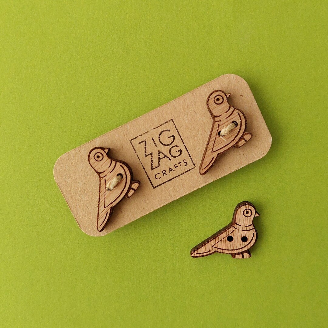 Wooden Pigeon Button - Dove Pin - Quirky Sew on Tag - Etsy
