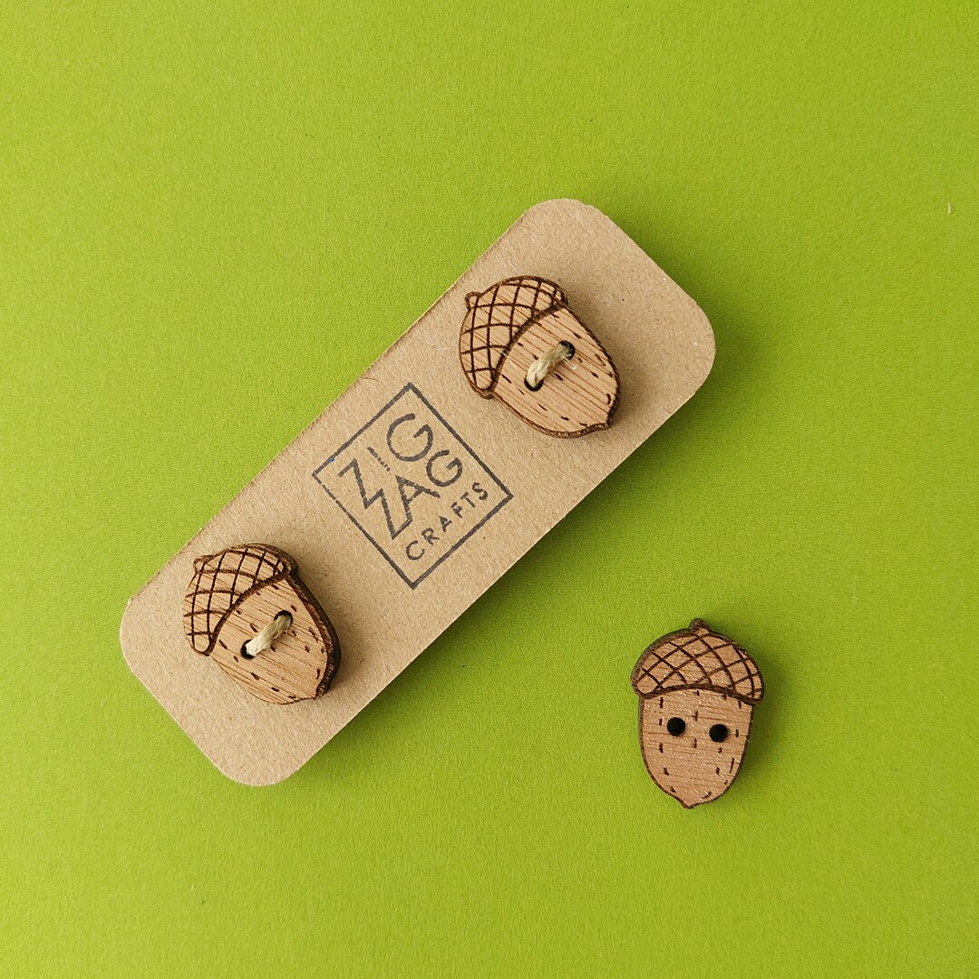 Wooden Acorn Buttons - Wooden Button - Acorn Wooden Tag - Etsy