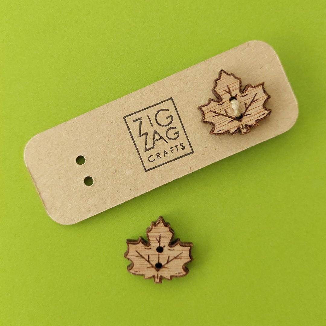 Maple Leaf Buttons - Cute Leaf Pin - Wooden Buttons - Quirky Sew on Tag - Halloween Tag - Etsy