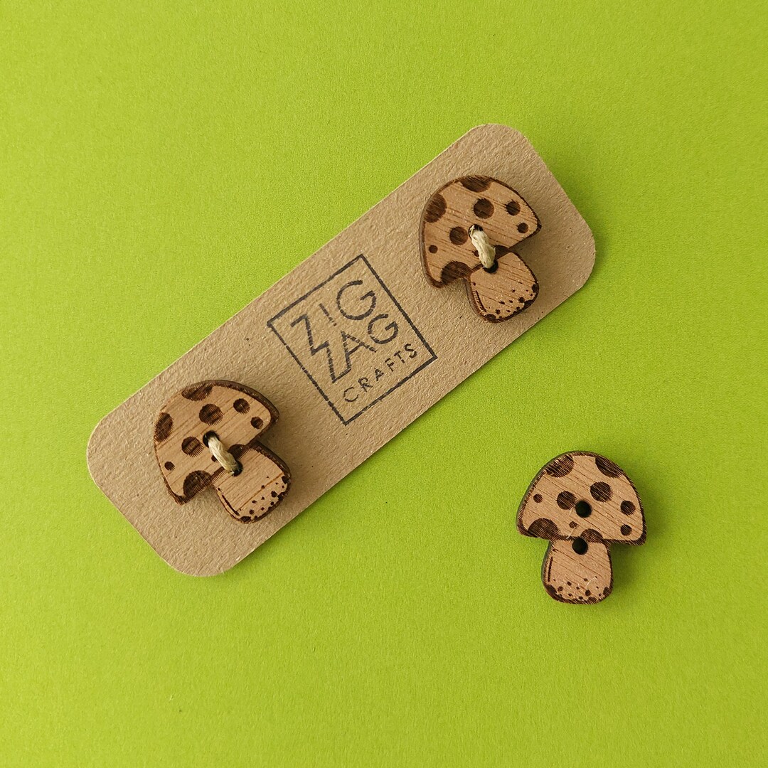 Mushroom Buttons - Wooden Mushroom Button - Mushroom Tag - Etsy
