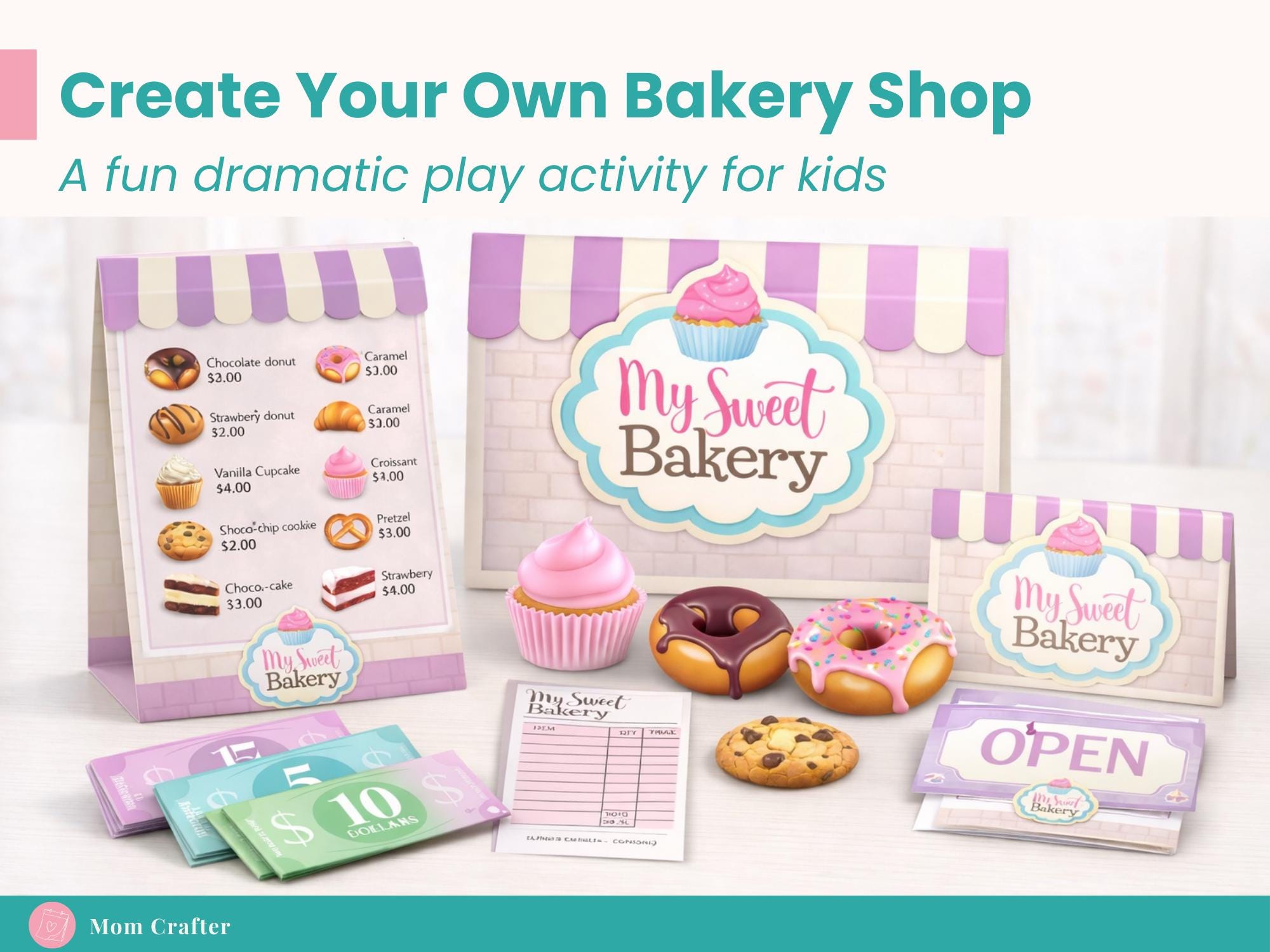Bakery Pretend Play Printable | Kids Dramatic Play Bakery Shop | Menu ...