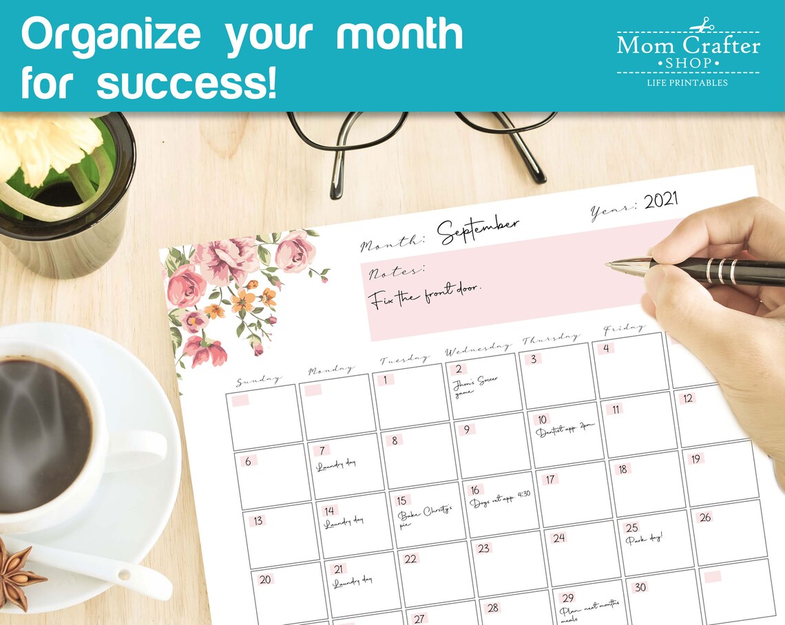 Monthly Planner Printable Letter PDF | Etsy