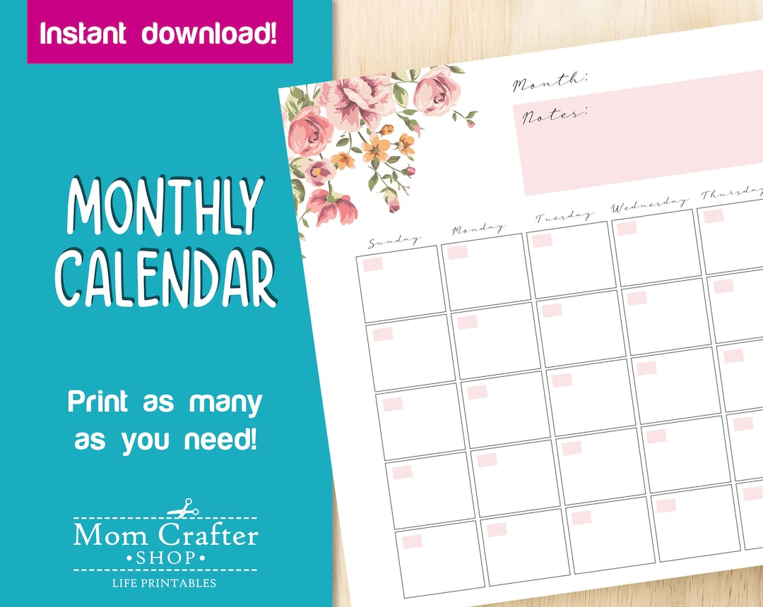 Monthly Planner Printable | Letter, PDF - Etsy