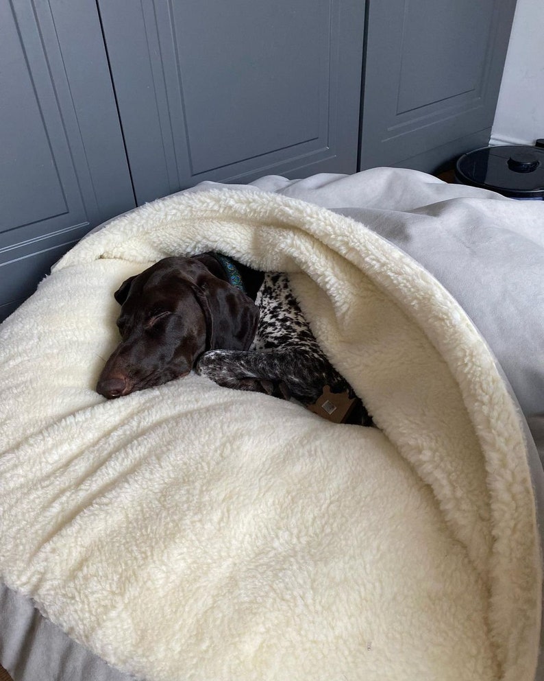 Large Dog Bed Cave Plush Round Donut Bed Crate With Cover - Etsy