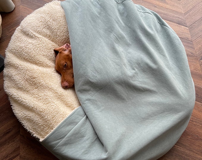 Large Dog Bed Cave Plush Round Puppy Donut Bed Crate Plush Calming Big ...