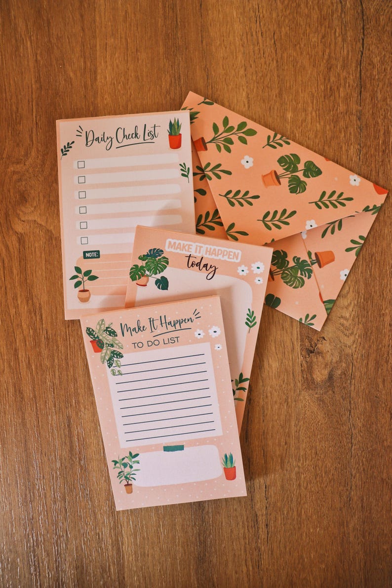 Plant Theme Notepad Set: Daily Checklist & To-do Lists - Etsy