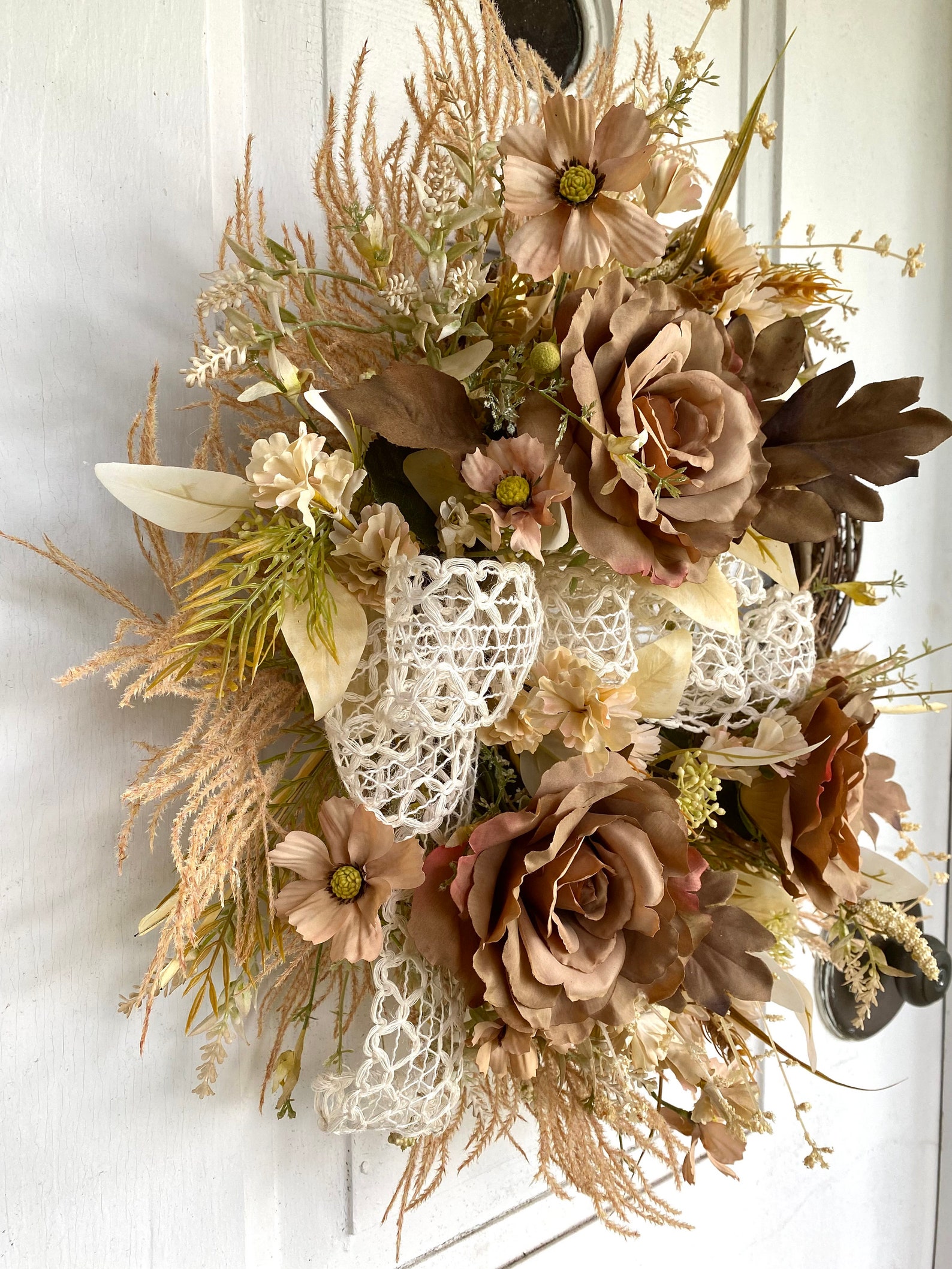 Boho Wreath, Neutral Home Decor Wreath With Rose's, Everyday Wreath ...