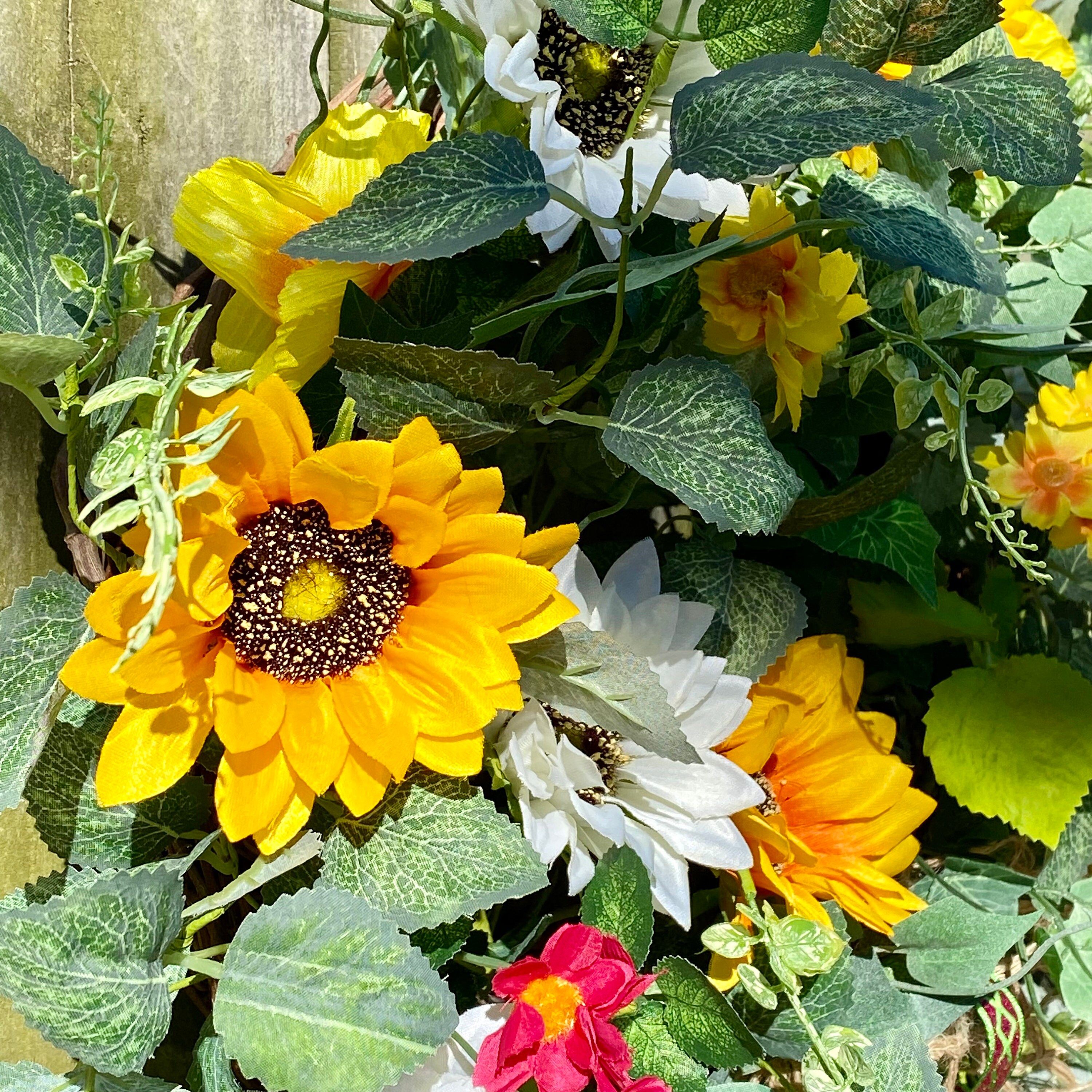 Sunflower Wreath for Front Door, Sunflower and Daisy Wreath, Front Door ...