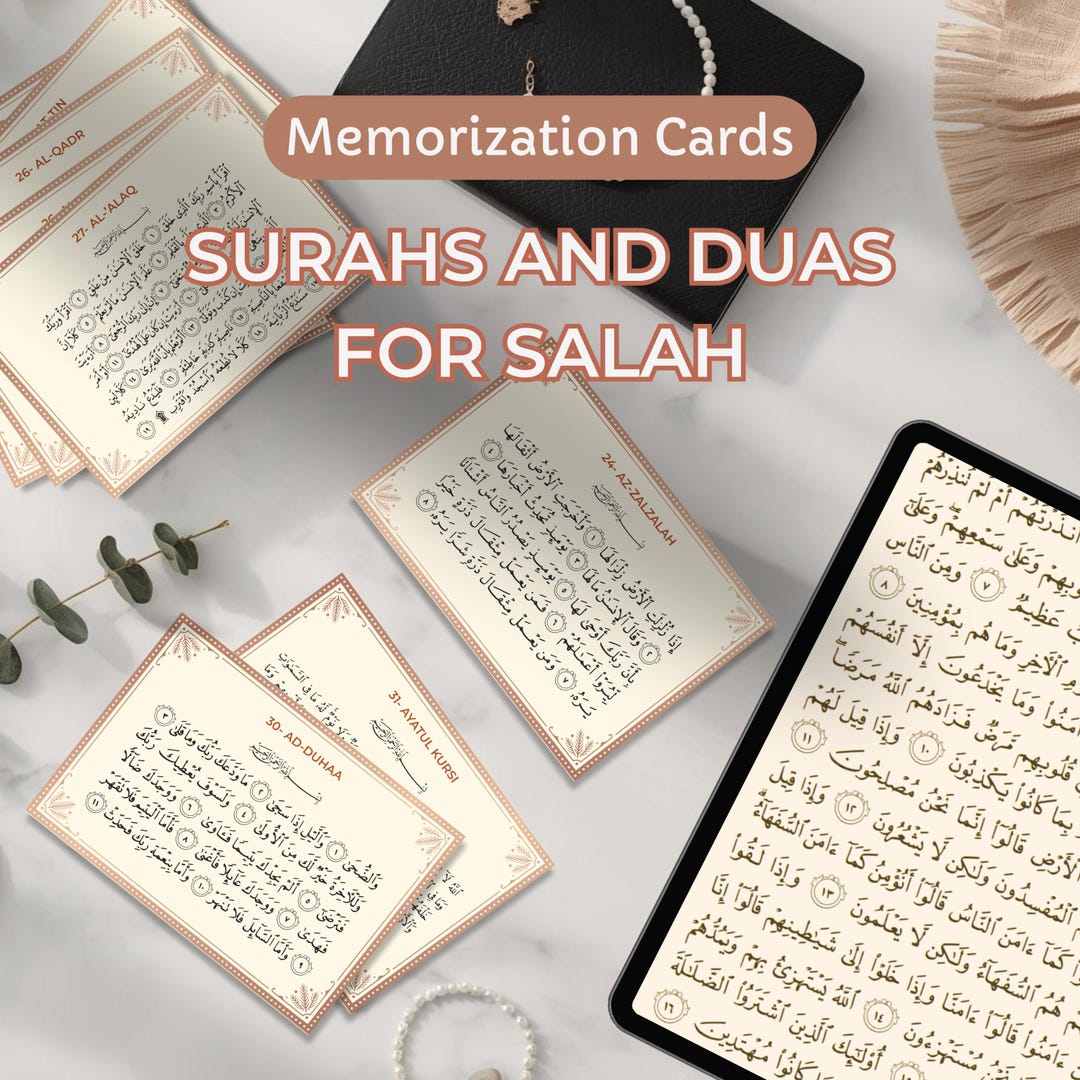 Short Surahs & Prayers Flashcards: Salah Memorization Cards, Islamic ...