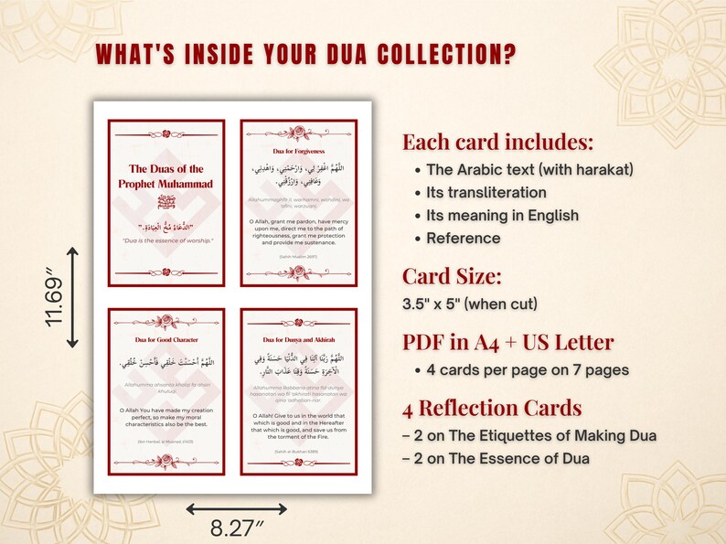 Printable Islamic Dua Cards Collection: 50 Supplications From the Qur ...