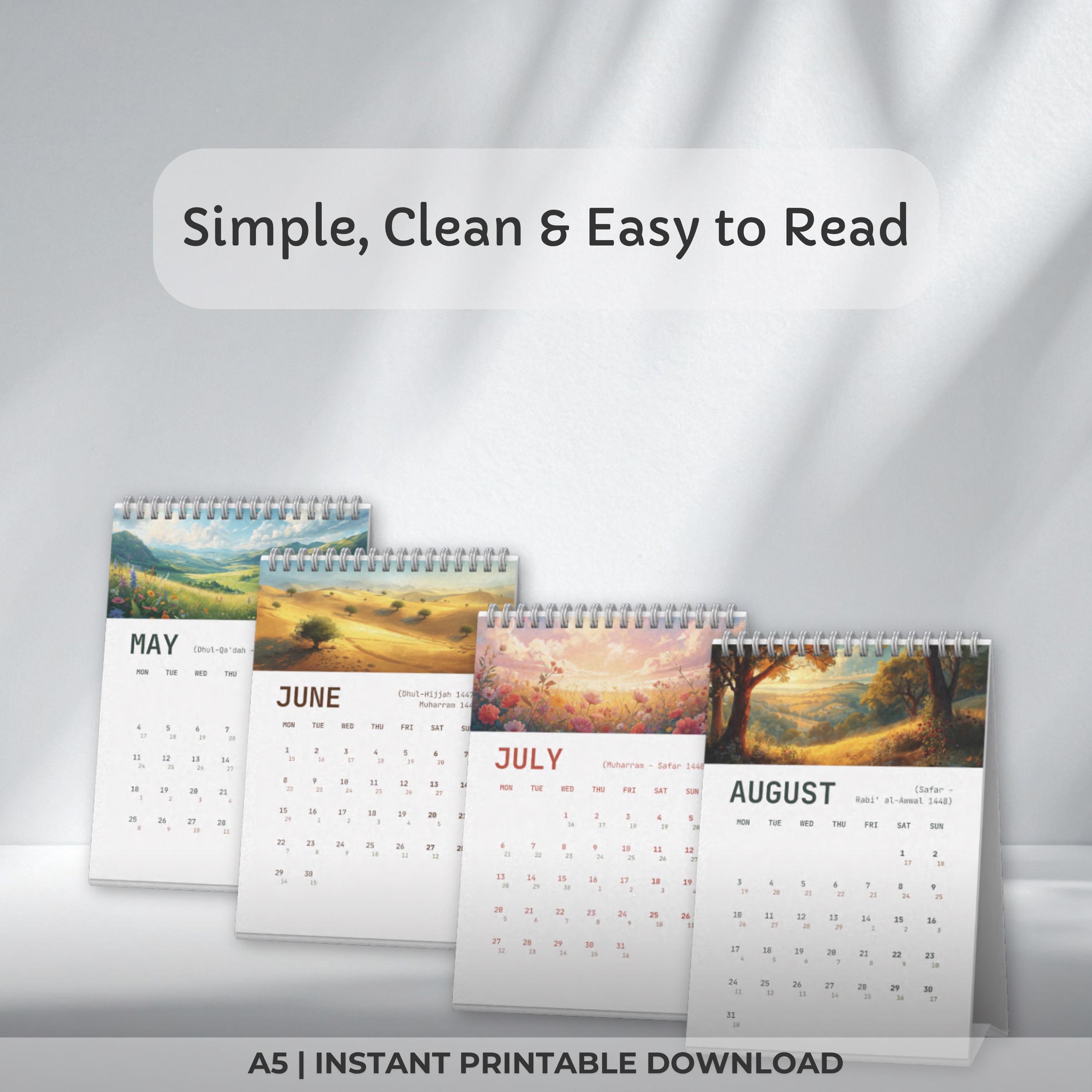 Printable 2026 Islamic Calendar: 1447–1448 Hijri and Gregorian Dates ...