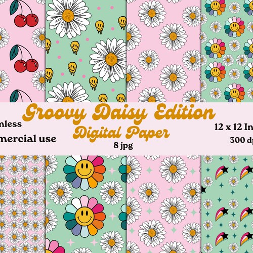 Groovy Digital Paper Seamless Pattern Commercial Use Funky - Etsy