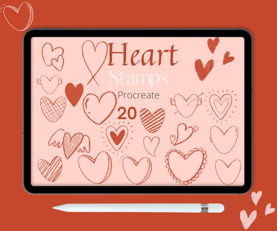 Procreate Heart Stamps Procreate Doodle Stamps Digital Brush | Etsy