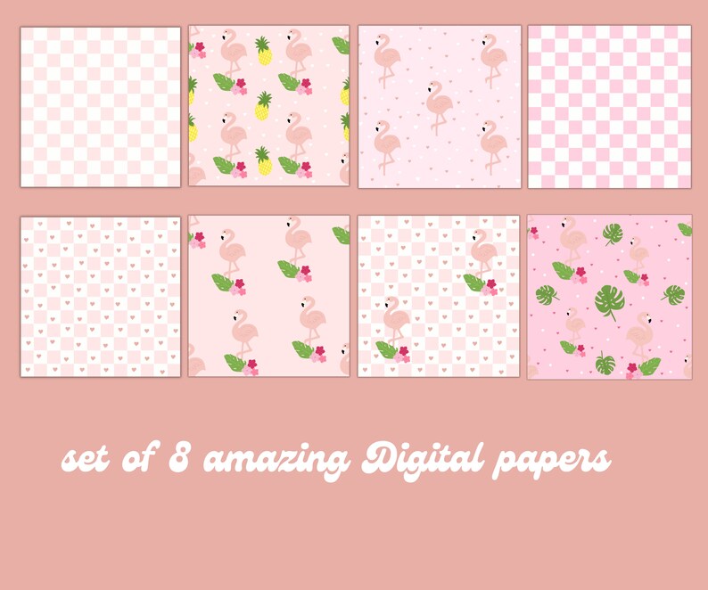 Flamingo Tropical Pink Digital Paper Seamless Pattern - Etsy