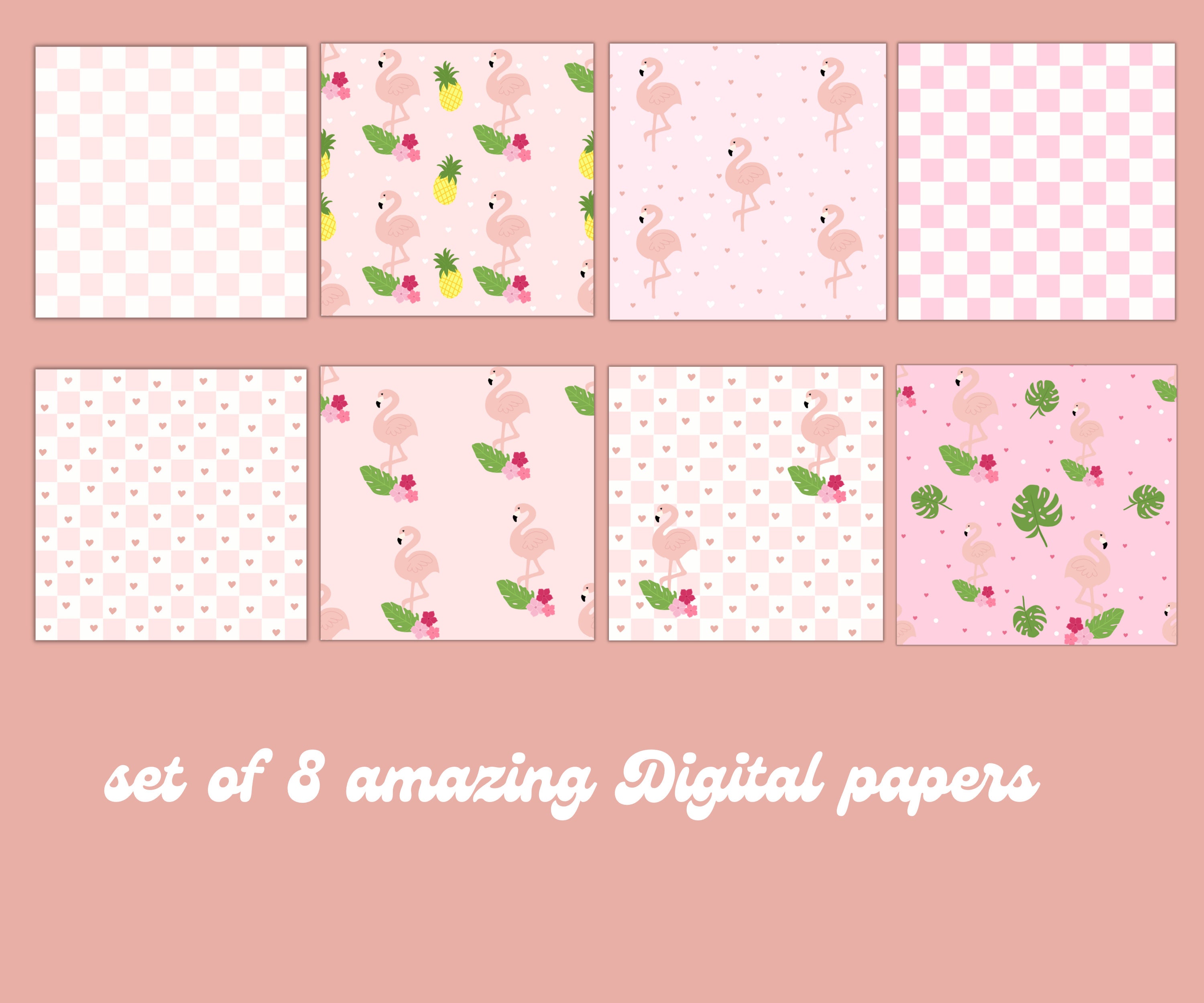 Flamingo Tropical Pink Digital Paper, Seamless Pattern Commercial Use ...