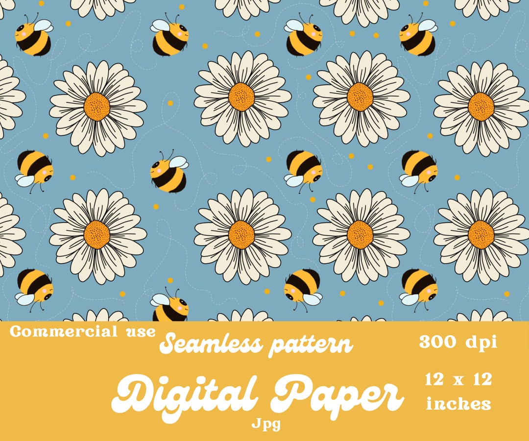 Bumble Bee Flowers Digital Paper Commercial Use Craft Paper ...