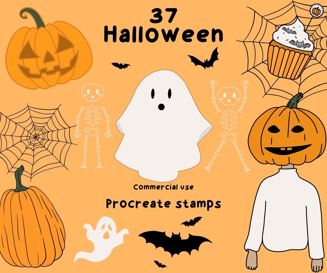 Halloween Procreate Stamps Creepy Ghost Dead Pumpkin Autmn Commercial ...