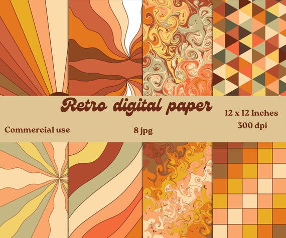 Retro Digital Paper Pack Commercial Use Earthy Tones 70s 80s - Etsy