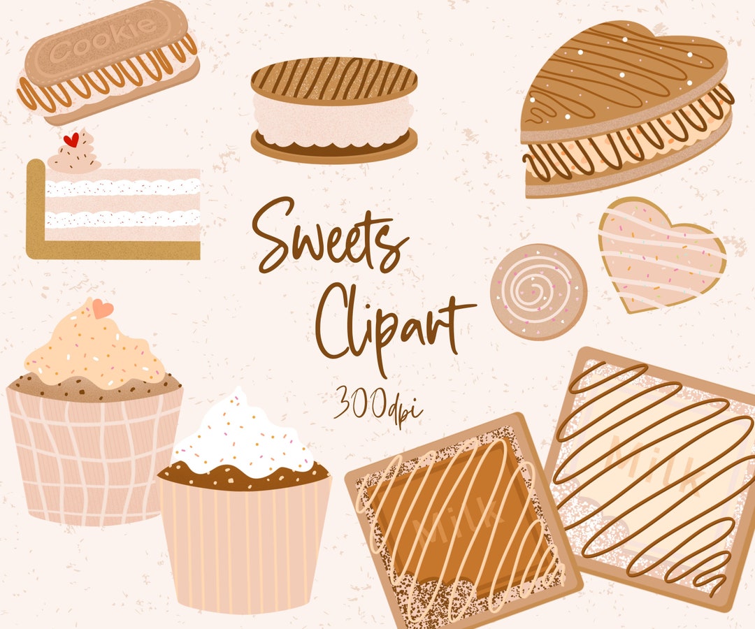 Bakery Cookie and Cupcake Clipart Set 300dpi 11 Png Elements Cute ...