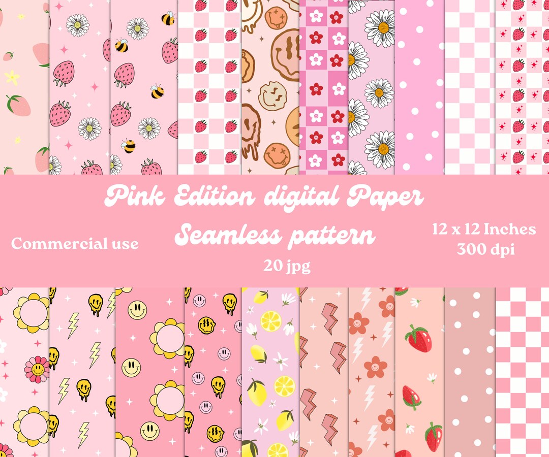 Groovy Pink Digital Paper Edition 20 Digital Paper, Seamless Pattern ...