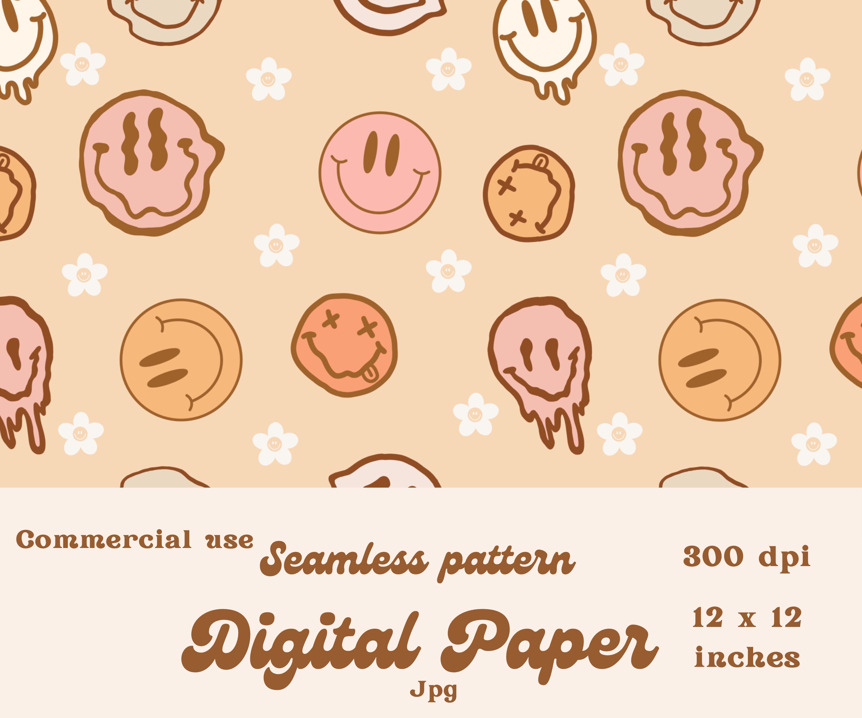 Groovy Smileys Digital Paper Commercial Use Craft Paper - Etsy