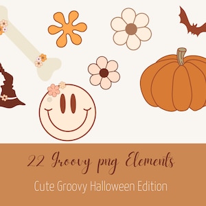 Groovy Halloween Clipart Png Elements 300dpi 22 Clip Art Pumpkin Ghost ...