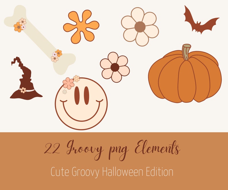 Groovy Halloween Clipart Png Elements 300dpi 22 Clip Art - Etsy