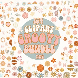 Groovy Clipart Bundle 164 Png Elements Flowers Pastell Pink Funky ...