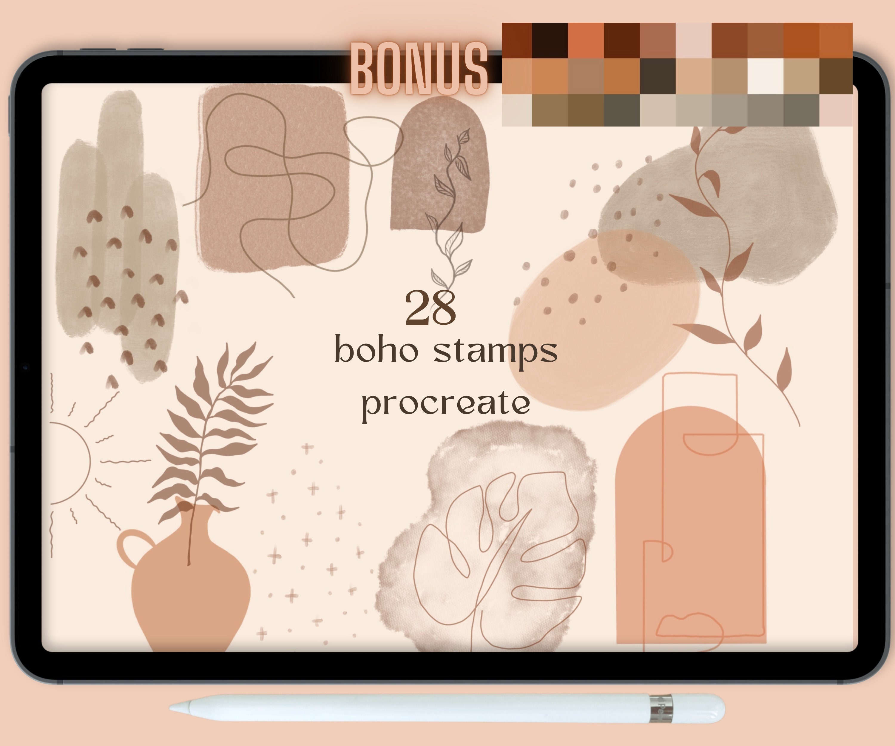 Procreate Boho Stamps Set of 28 Stemps / Commercial Use - Etsy