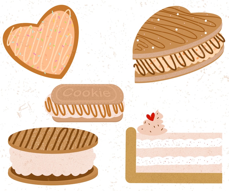 Bakery Cookie and Cupcake Clipart Set 300dpi 11 Png Elements Cute ...