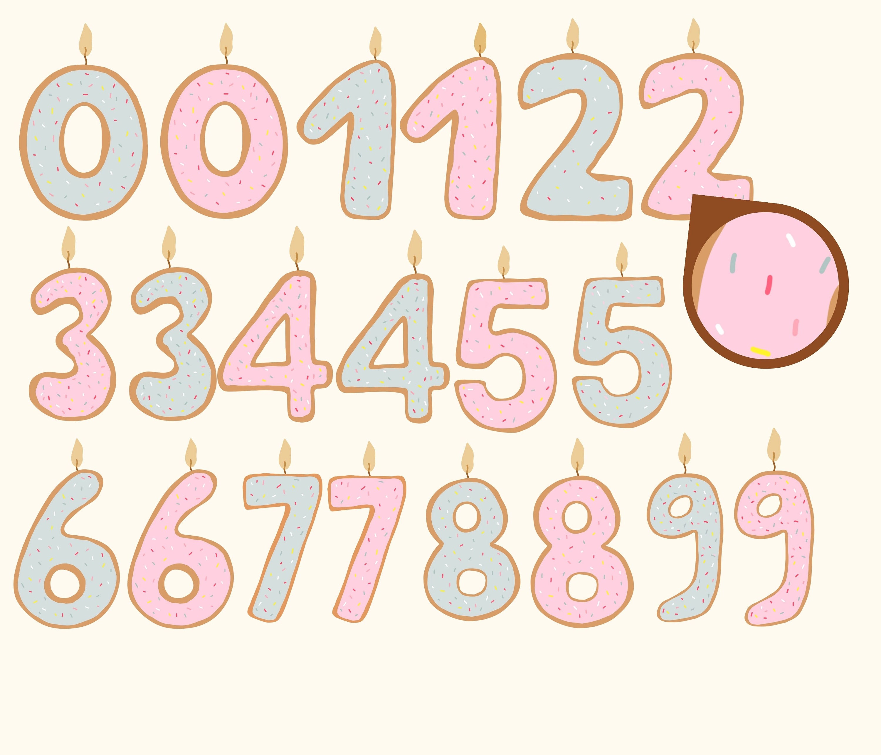 Birthday Clipart Kids Pastell Pink Blue Number Candles Birthday ...