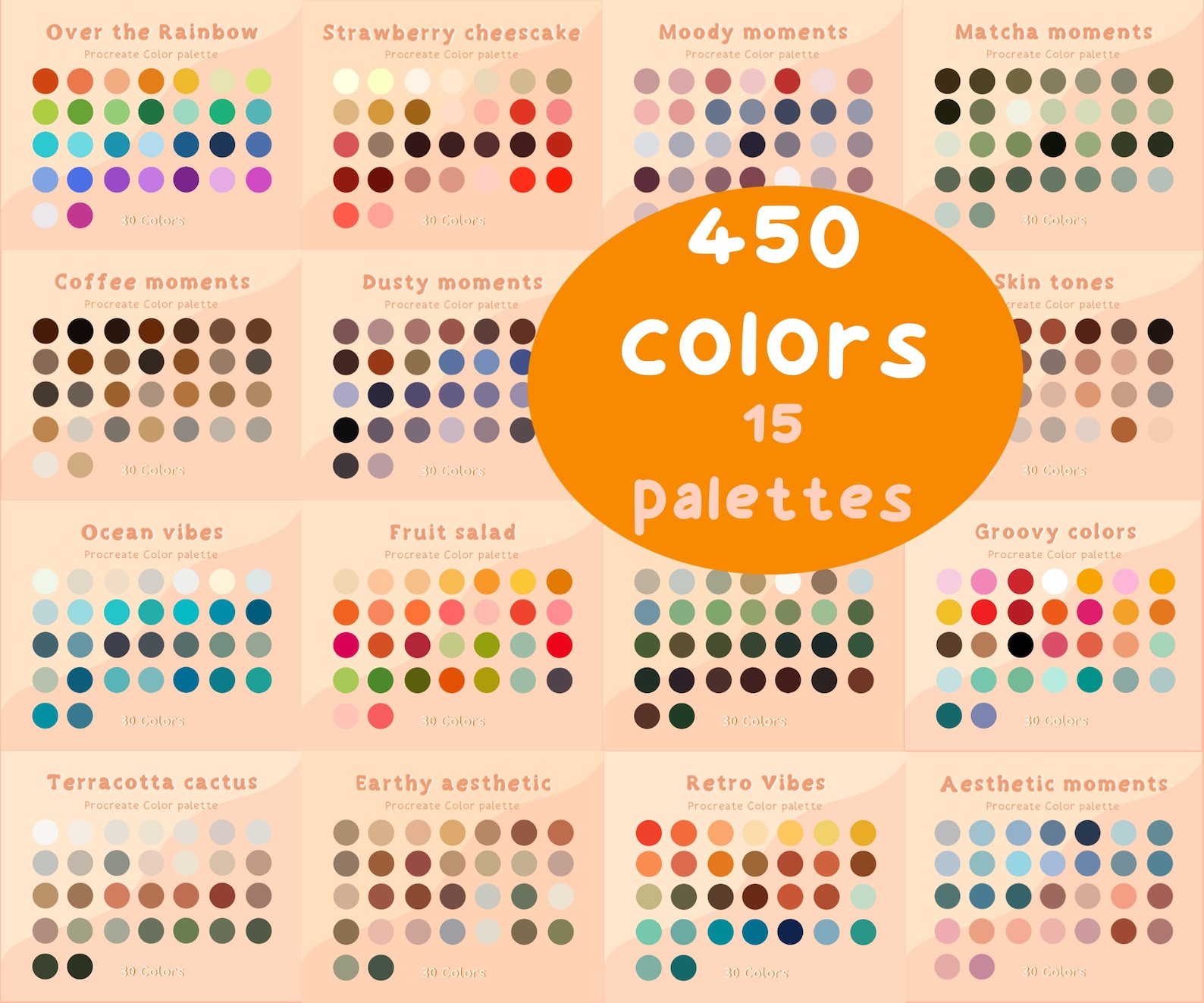 Mega Color Palette Bundle Procreate 450 Colors 15 Palettes - Etsy