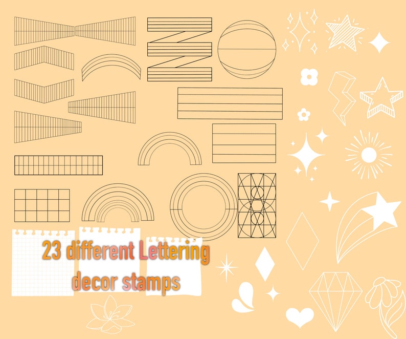 Lettering Bundle Beginner Procreate Grid Stamps Composition - Etsy