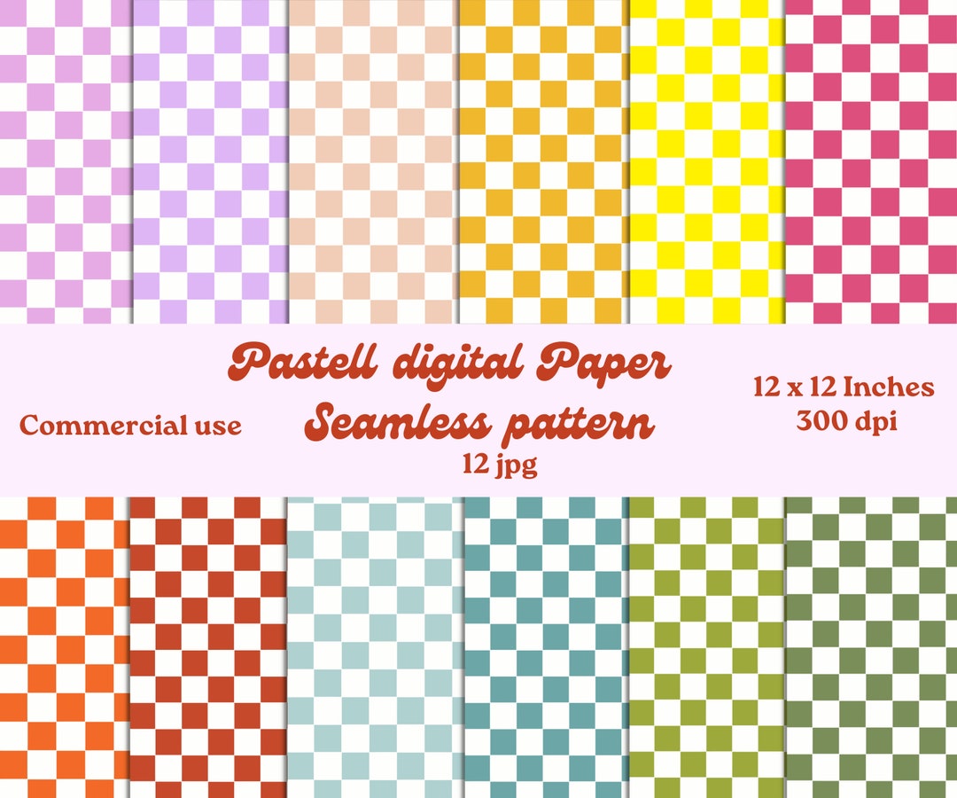 Pastell Colorful Checkered Digital Paper, Seamless Pattern Commercial ...
