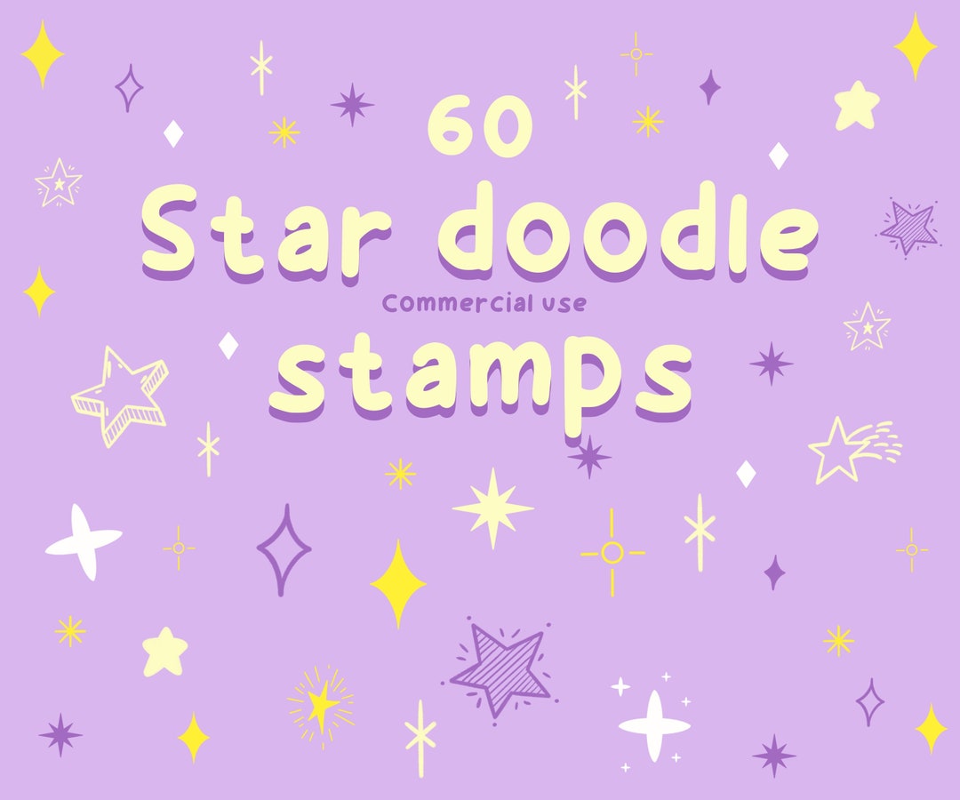 Star Doodle Procreate Stamps Textured and Normal 60 Different Stamps ...
