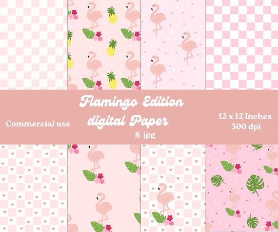 Flamingo Tropical Pink Digital Paper Seamless Pattern - Etsy