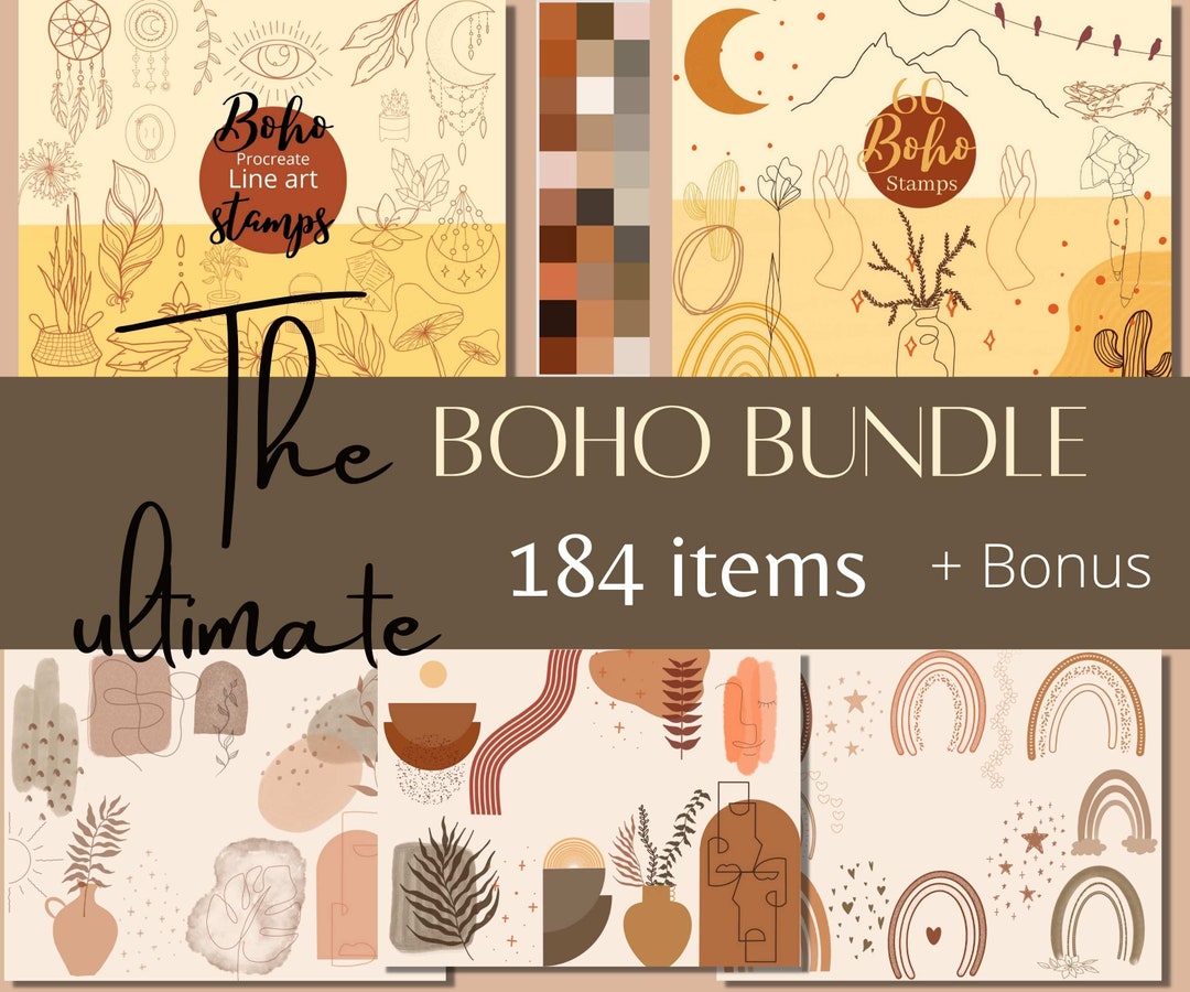 Procreate Boho Stamps Bundle Ultimate Over 180 Stamps Commercial Use - Etsy