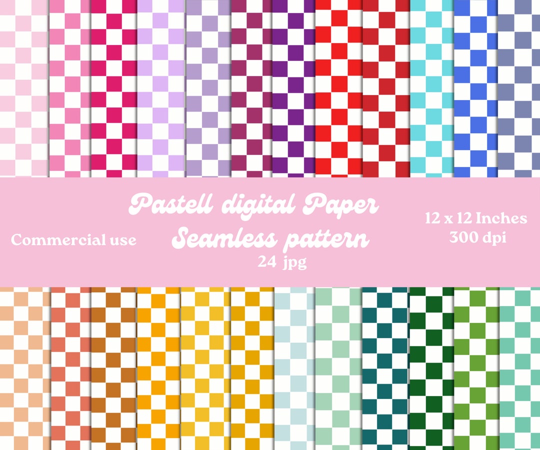 Pastell Colorful Checkered Digital Paper, Seamless Pattern Commercial ...